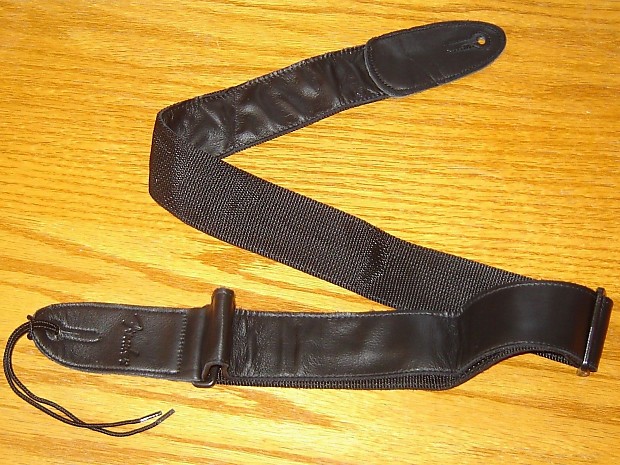 Fender Strat/Tele Black Leather Guitar Strap | Reverb
