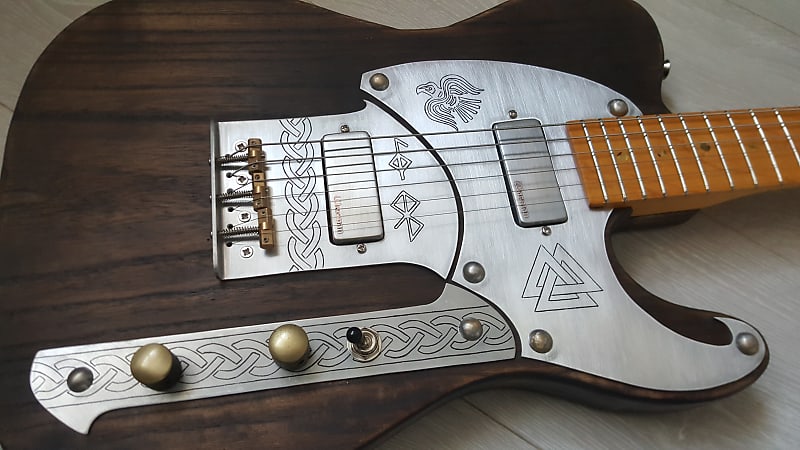 Telecaster, unique viking style twin mini humbucker custom | Reverb