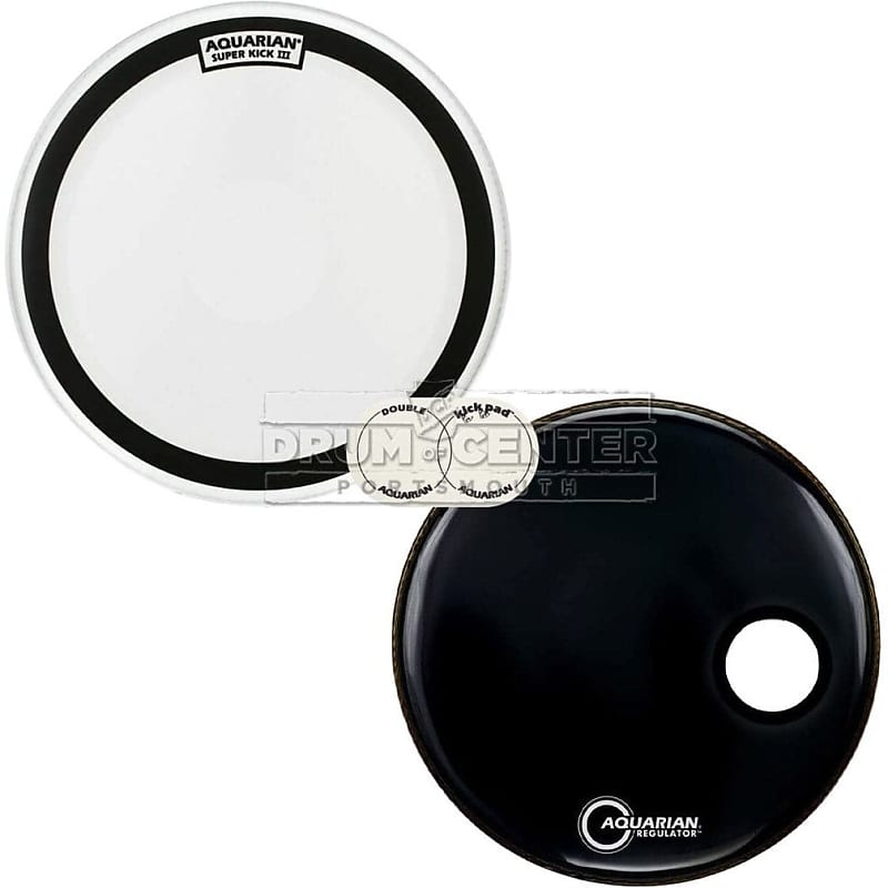 Aquarian Super Kick III Clear/Regulator Black Bass Drumhead | Reverb