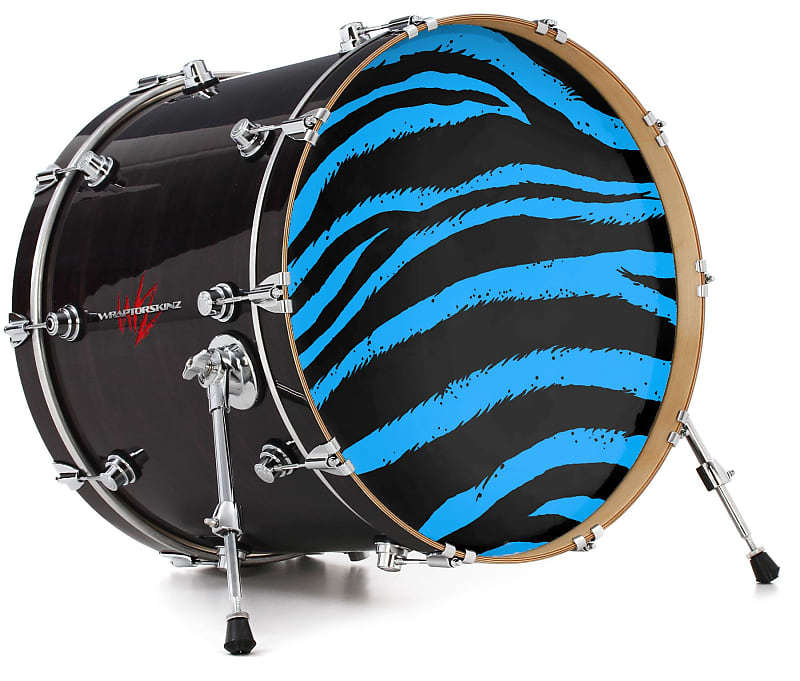 Skin Decal fits 24" Bass Kick Drums Zebra Blue | Reverb
