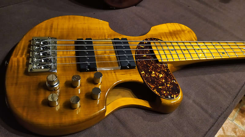 PeaceQ Custom 5 strings semi hollow flame maple bass | Reverb Hungary