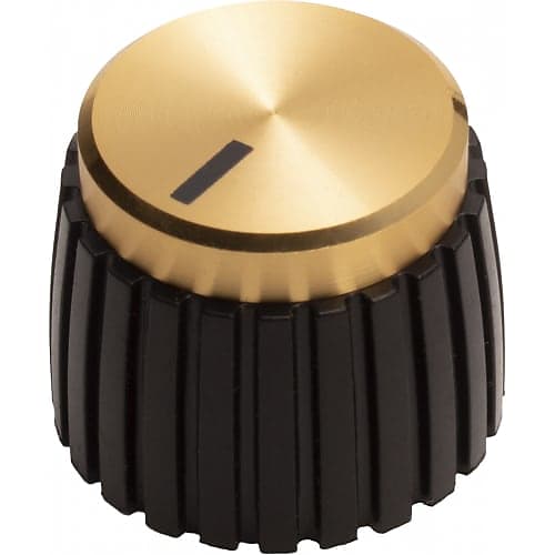 Gold Knob - Black, Cap, Mini Marshall Style, Set Screw | Reverb