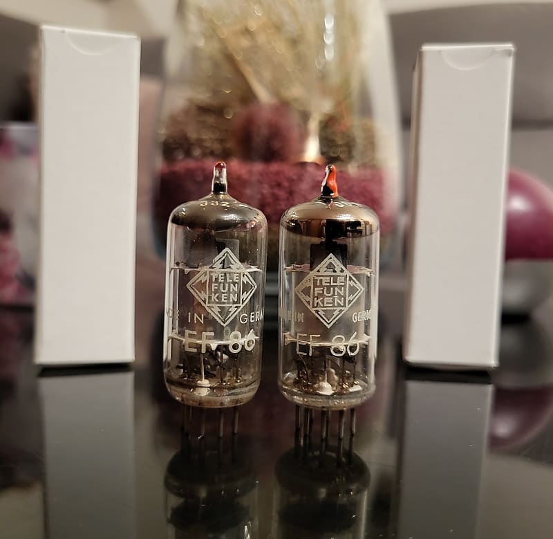 2X Telefunken ULM EF86 60s diamond bottom silver cage red | Reverb UK