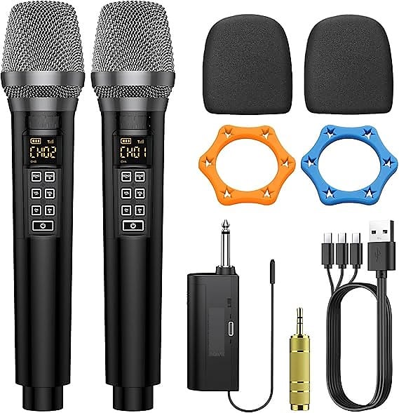 Wireless Microphone, UHF Metal Dual Handheld Cordless Dynamic | Reverb