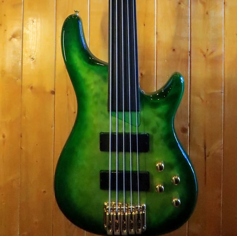 Wolf 2020 KTB-5 5 String Fretless Bass - Green Burst | Reverb