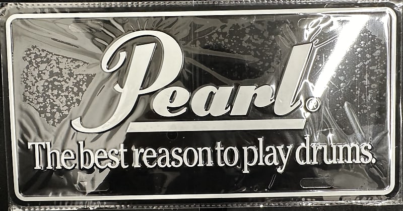 Pearl Drums License Plate 2023 - Black and White - Genuine | Reverb