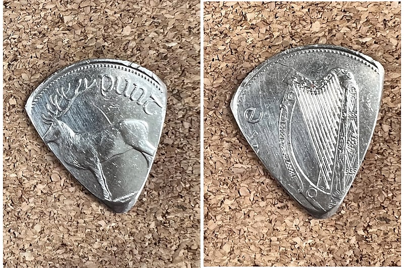 Guitar Pick Made From a 40 year old Irish Coin | Reverb