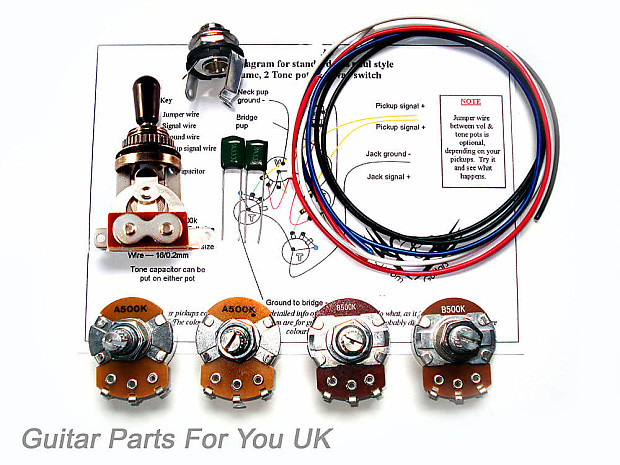 500K Black Les Paul Wiring Kit Full Size Pots Lp Wiring Kit | Reverb
