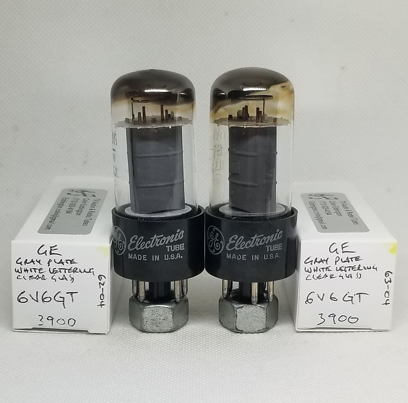 GE 6V6GT Clear Glass Gray Plate Perfectly Matched Pair NOS | Reverb
