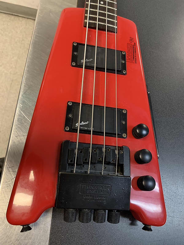 Hohner Steinberger B2 headless 4 string bass 80s red | Reverb
