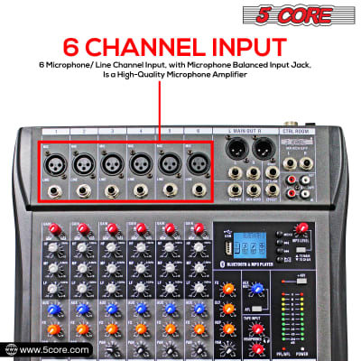 5 Core 6 Channel Audio Mixer Sound Mixing Console with U Disk | Reverb