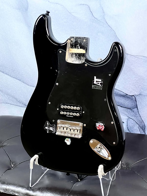 Squier Loaded Tom Delonge Style Stratocaster Body Black | Reverb