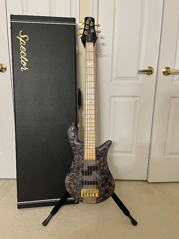 Spector Euro5 LT Bass Guitar - Exotic Poplar Burl Blue Fade | Reverb