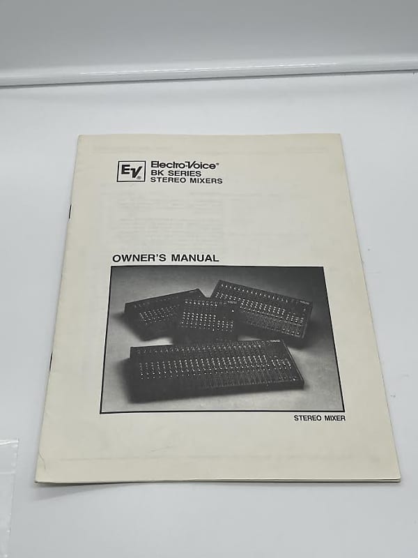 Electro-Voice BK Series Stereo Mixers Owner's Manual | Reverb