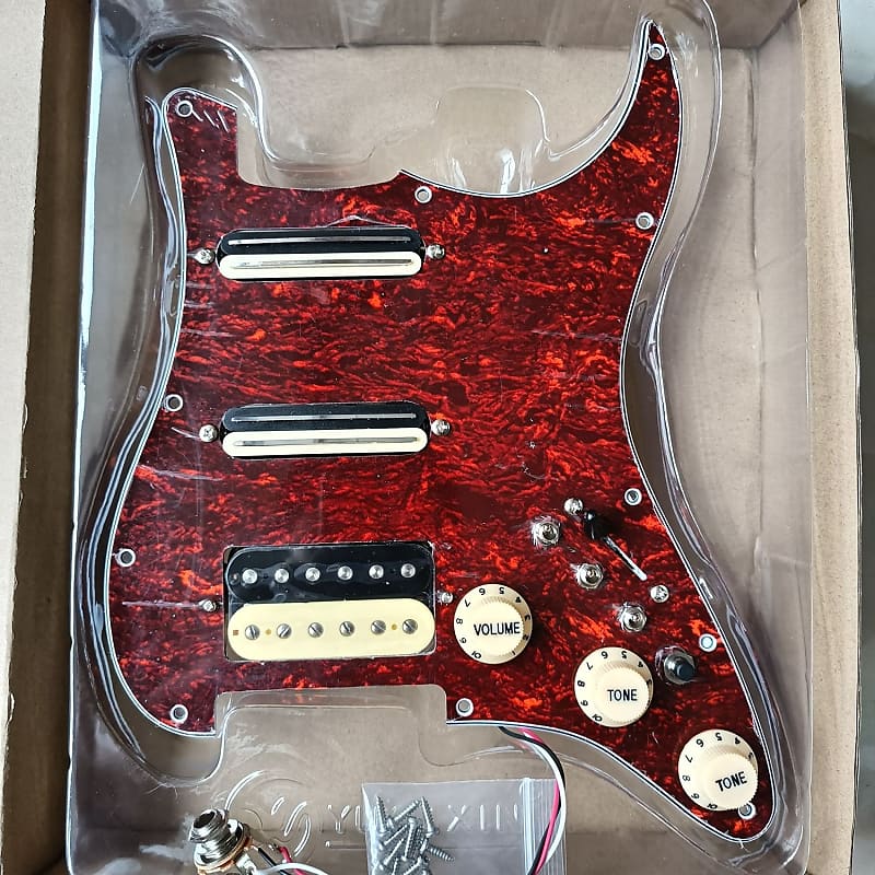 Red Tortoise HSS Strat Style Guitar Prewired Loaded Pickguard | Reverb