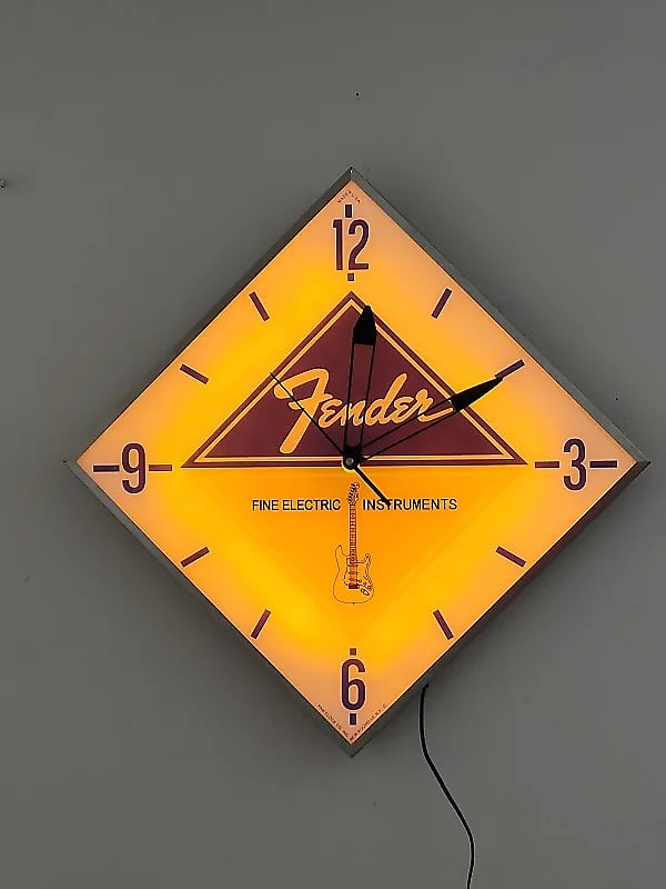 1965 Style Pam Fender Musical Instruments Light-Up Clock | Reverb