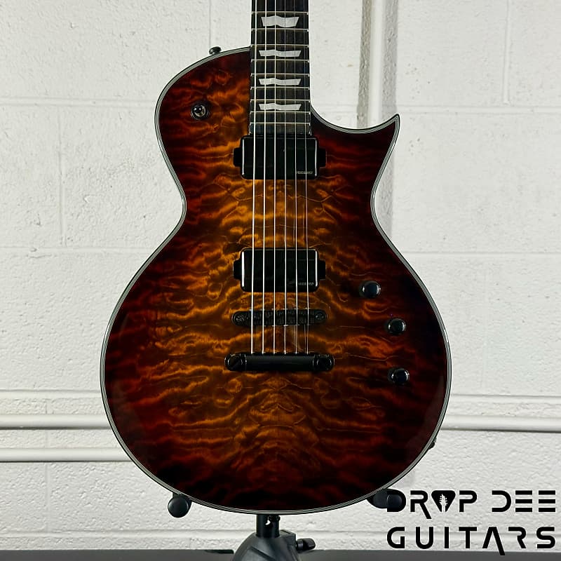 ESP E-II Eclipse QM Electric Guitar/ Case - Tiger Eye | Reverb