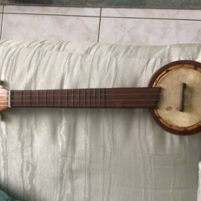 Handmade banjolett 4 string mini banjo 1970s - Natural wood | Reverb