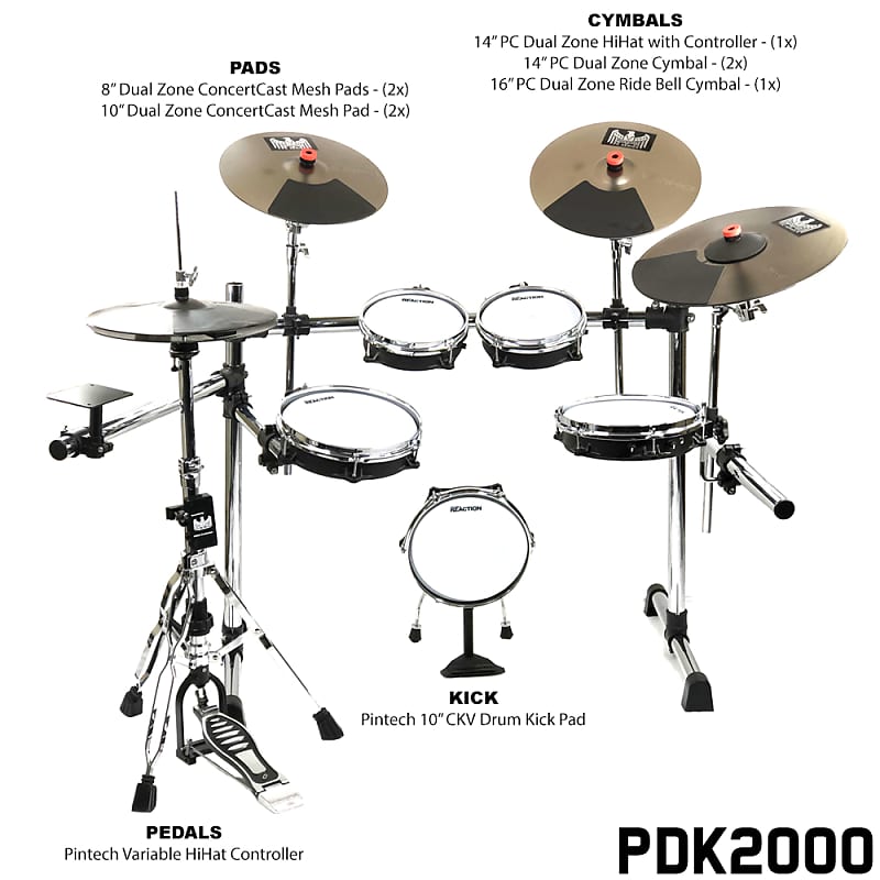 Pintech Pintech PDK2000 Electronic Drum Kit - Kit Rack Setup | Reverb