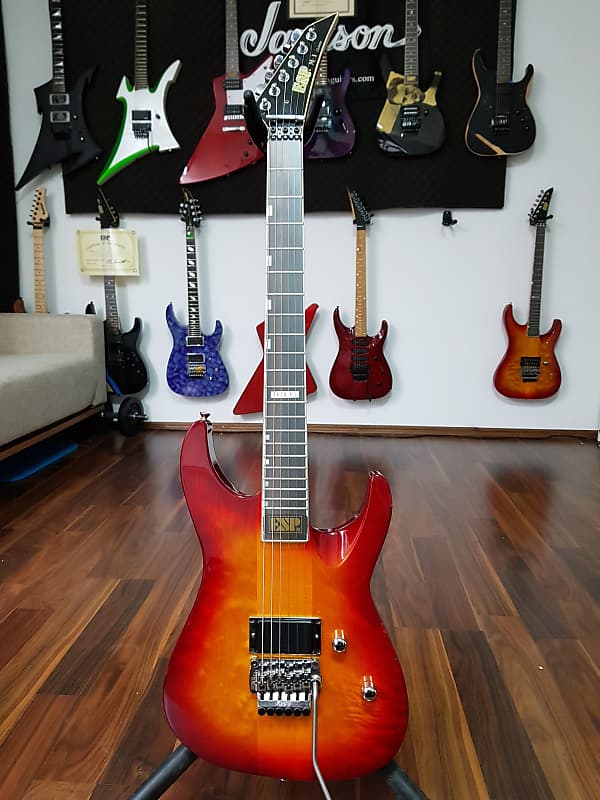original 1980s ESP M1 Custom Quilted Maple Wings, Sunburst | Reverb
