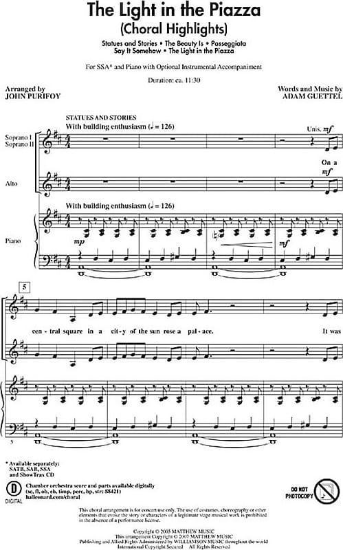 The Light in the Piazza - (Choral Highlights) | Reverb