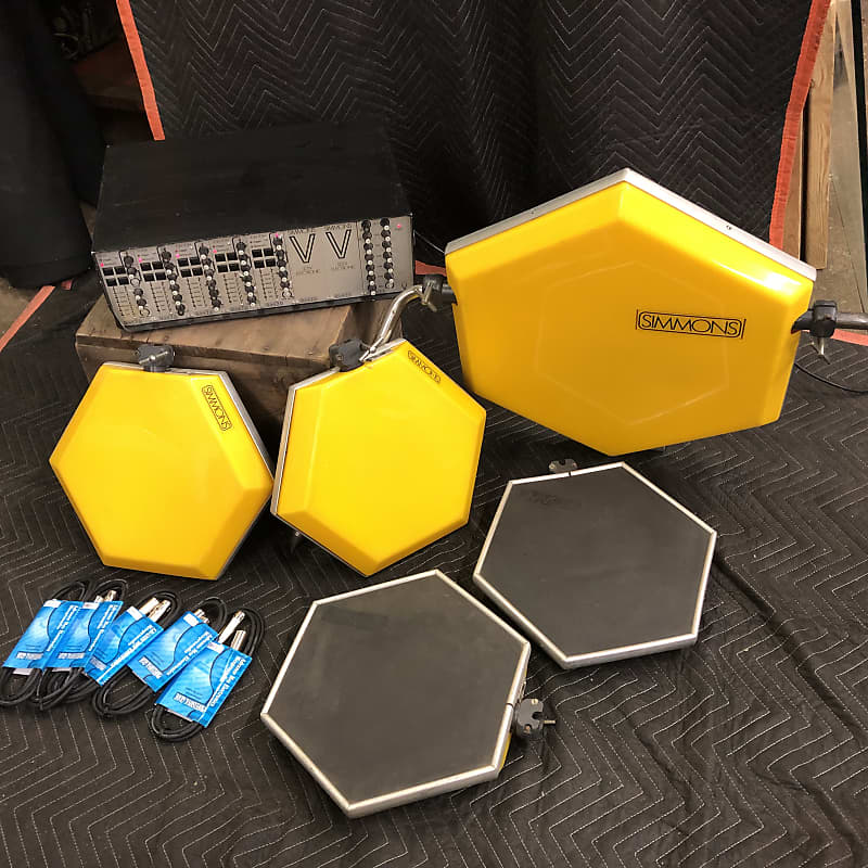 Simmons SDSV Electronic Drum Set w Control Module 70's Yellow | Reverb