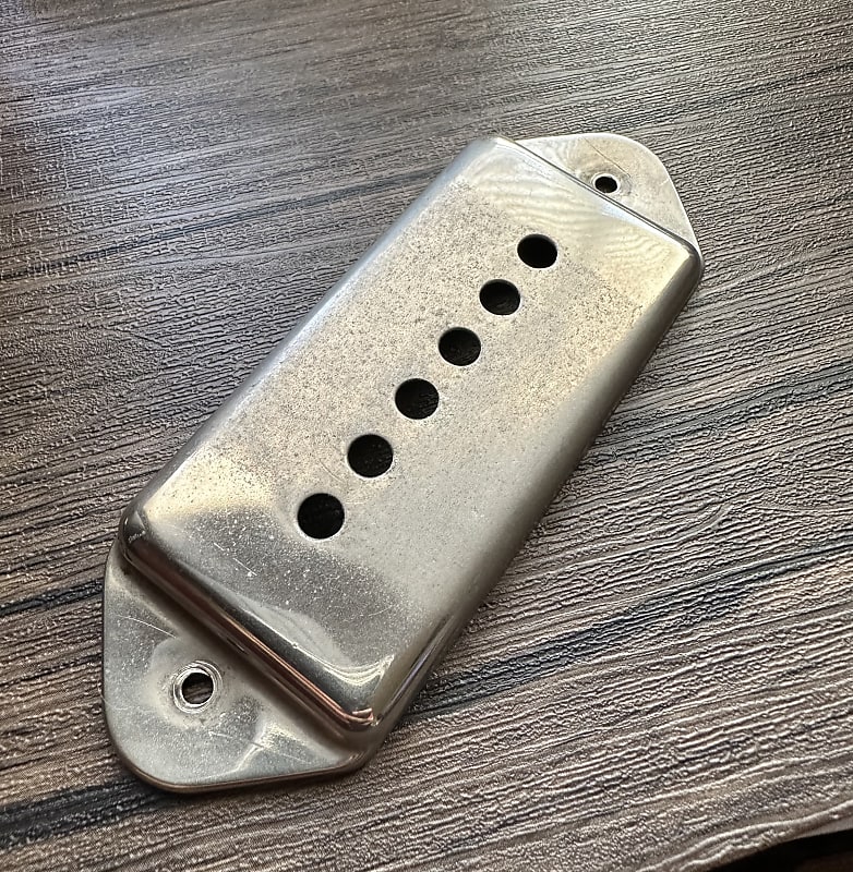 Vintage Nickel Dog Ear P90 cover for neck position Gibson ES | Reverb