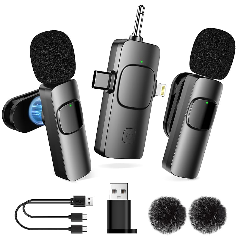 4 In 1 Wireless Lavalier Microphone For Iphone, Camera, | Reverb