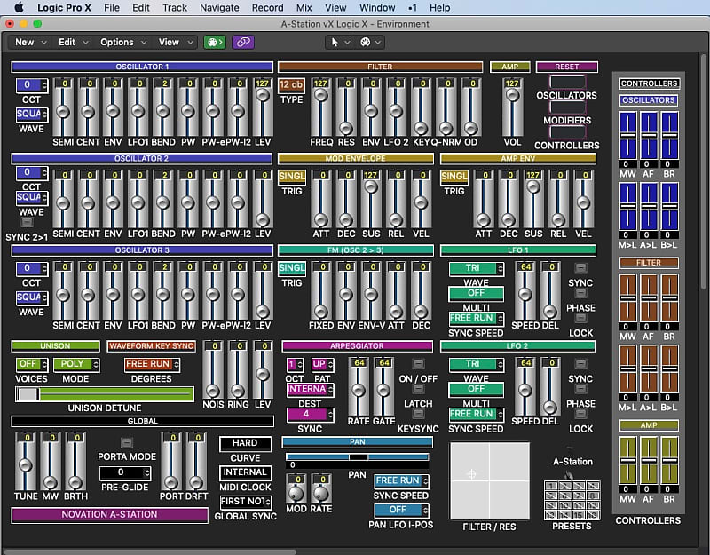 Virtual NOVATION A-STATION editor / programmer - LOGIC v4 - X | Reverb