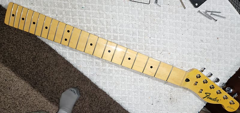 Tele style neck with tuners and string trees bone nut | Reverb