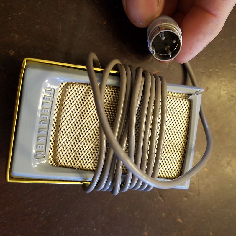Telefunken C-14 Condenser mic DIN connector 1960s - Gold and | Reverb