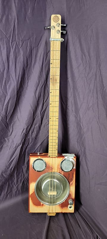 Cigar Box Guitar with Dog Bowl Resonator #120 | Reverb