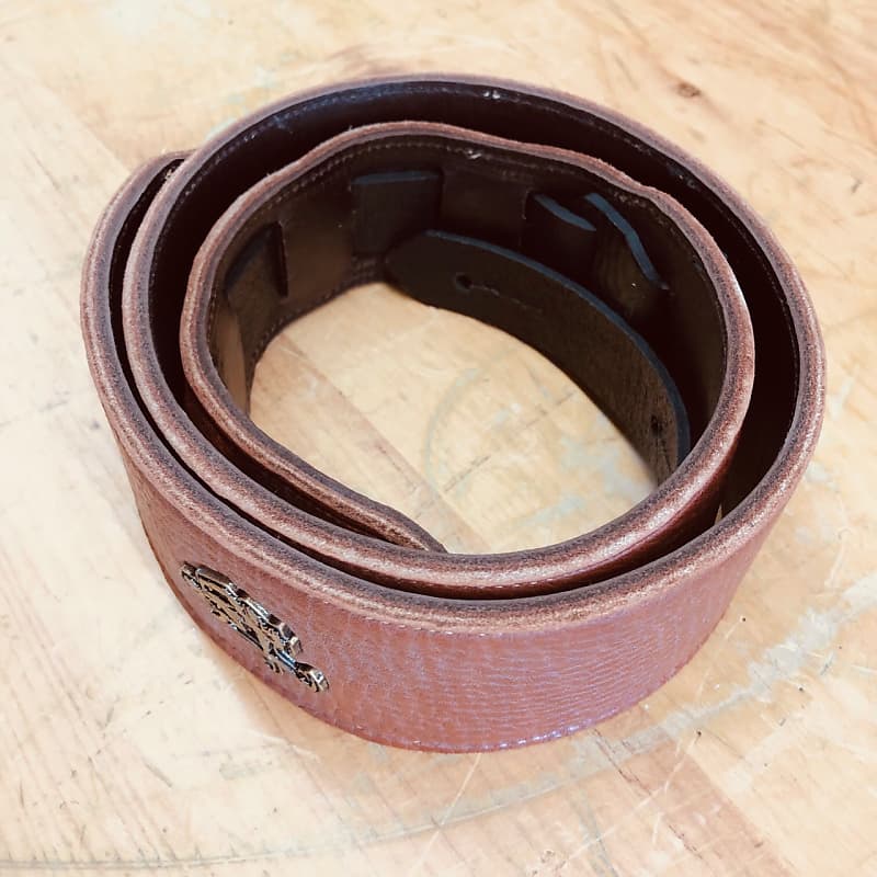 Red Monkey -USA Made- Classic 2.5" Brown Leather Guitar Strap | Reverb