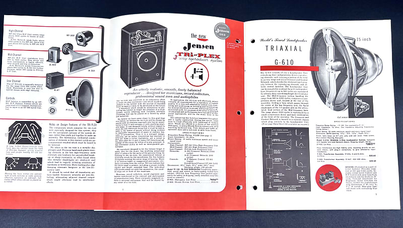 Rare Vintage 1952 Jensen Speaker Catalog Imperial G-610 | Reverb