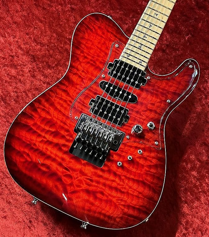 G-Life Guitars Cross Edge Quilt Top / Raspberry Red Burst | Reverb