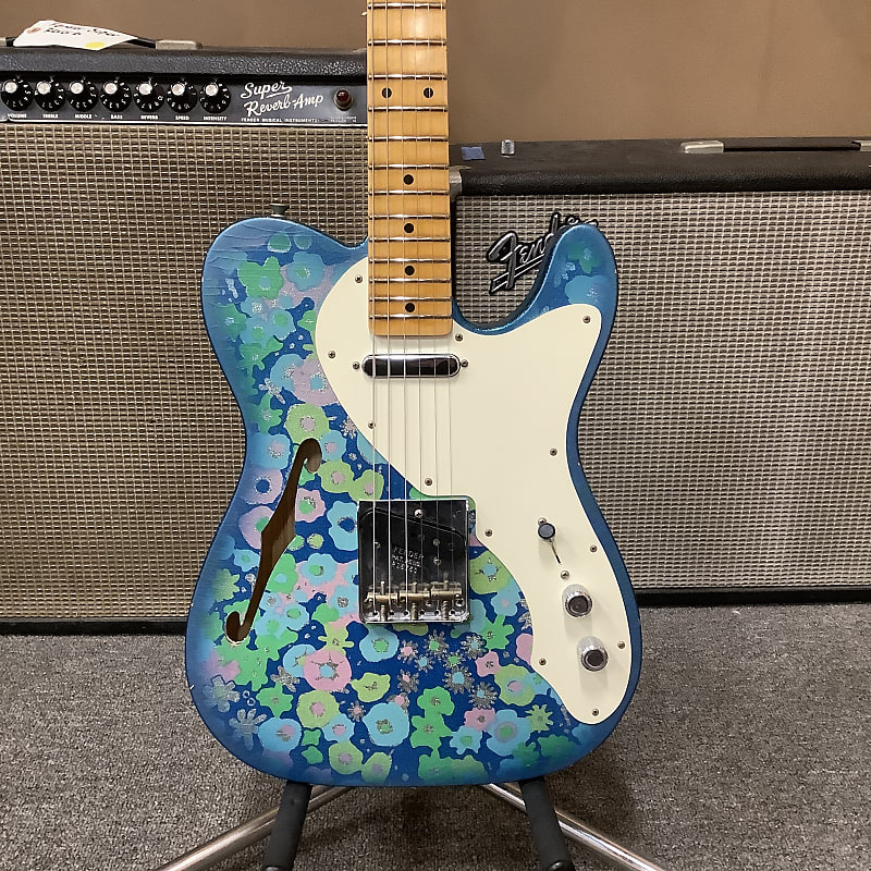 2017 Fender Custom Shop Telecaster Thinline Relic Blue Floral | Reverb