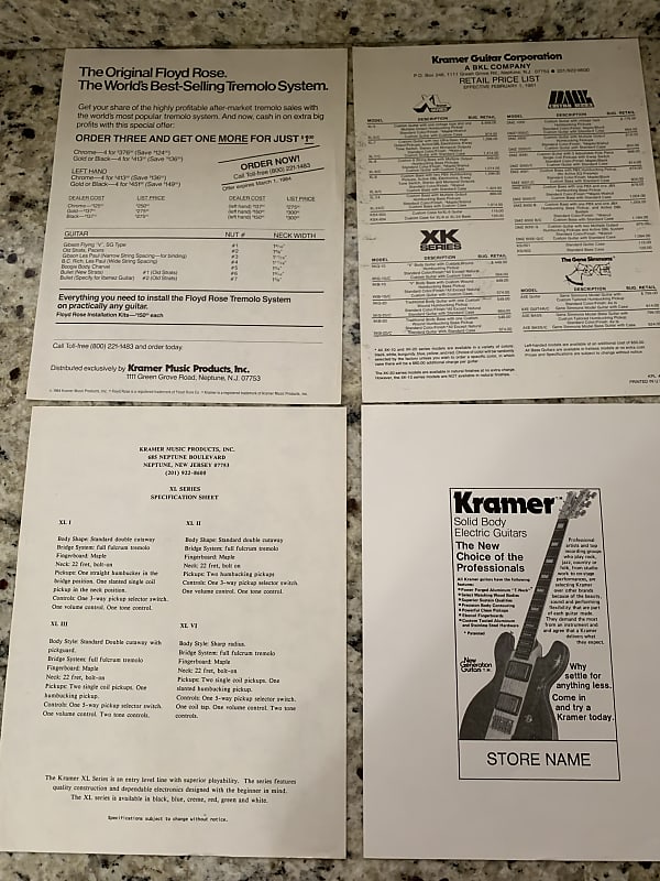 Kramer Papers Price Lists etc 1980-1981 | Reverb