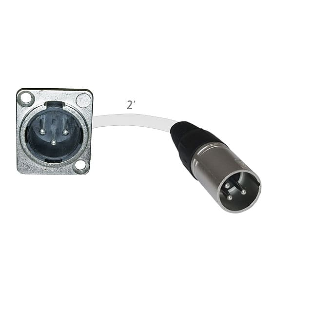2ft Drop-In Panel Mount Pigtail Cable White: Panel Mount XLR | Reverb