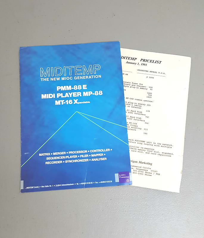 MidiTemp - Original Brochure for PMM-88E, MP-88 Midi Player, | Reverb