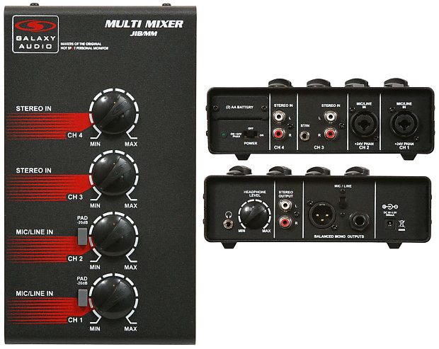 Galaxy Audio Jacks in the Box - Multi Mixer - 7 Input/4 | Reverb