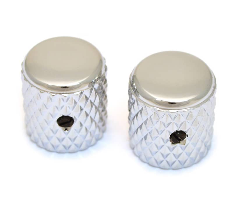 MK-0112-010 Chrome Vintage Retro Heavy Knurl Flat-Top Knobs | Reverb