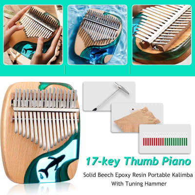 Kalimba 17 Key Thumb Piano Solid Beech Epoxy Resin Portable | Reverb