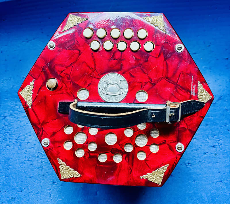 Excellent 1950s Scholer 20-button Anglo-style Concertina | Reverb