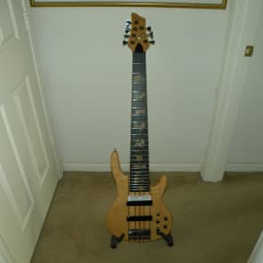 Raven West 7 String Wide Fret Bass blonde thru neck body 18 | Reverb