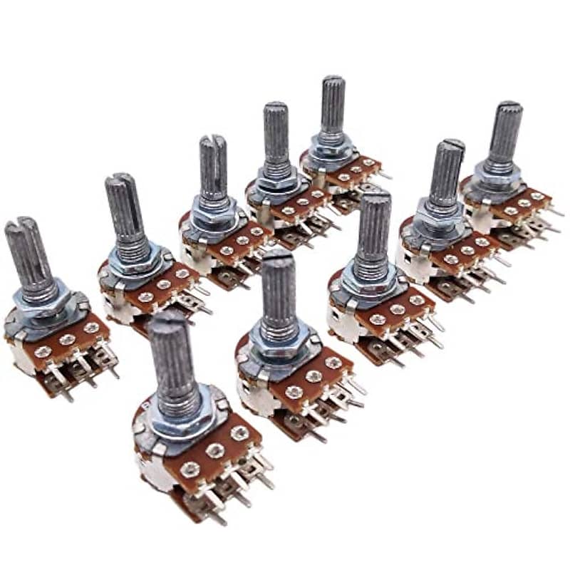 10Pcs 20K Ohm B20K Dual Stereo Potentiometer Pots Shaft S | Reverb