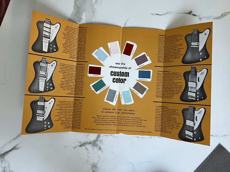 Circa 1964 Gibson Thunderbird Firebird Custom Color Chart | Reverb