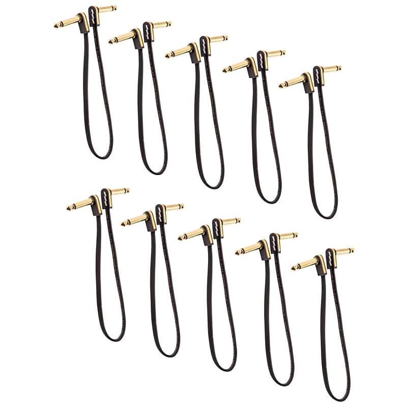 EBS Premium Gold Flat Patch Cable, 28cm, 10-Pack | Reverb