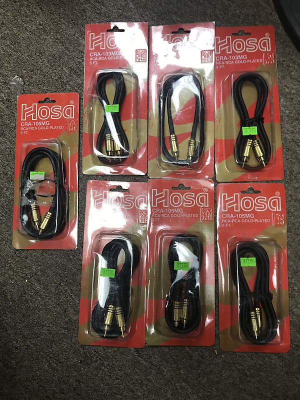 Pack of 7 Hosa RCA Gold Plated Cables - 105MG, 103MG (RT 188) | Reverb