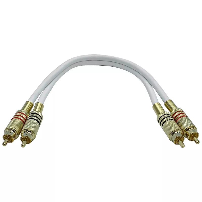 Premium 1 Foot White Dual Rca Male To Dual Rca Male Audio | Reverb