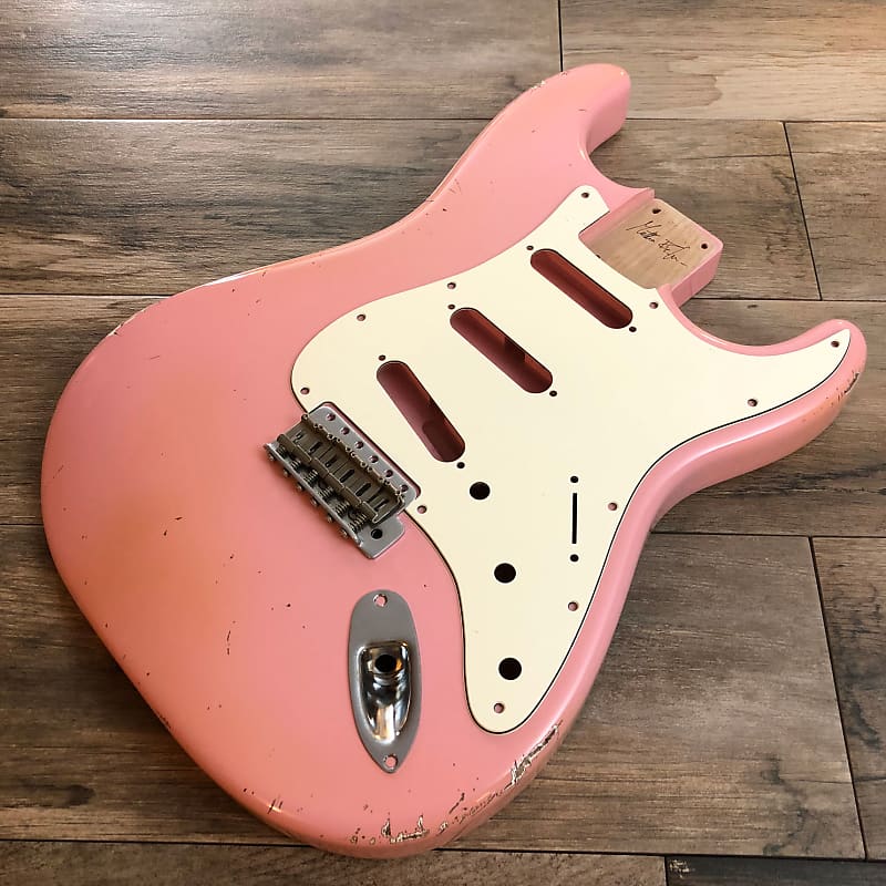 BODY Stratocaster type SHELL PINK relic aged nitro red | Reverb Canada
